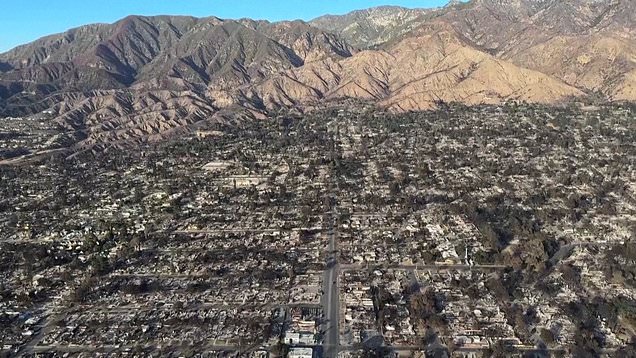 Charred earth in California's Altadena as Eaton fire contained