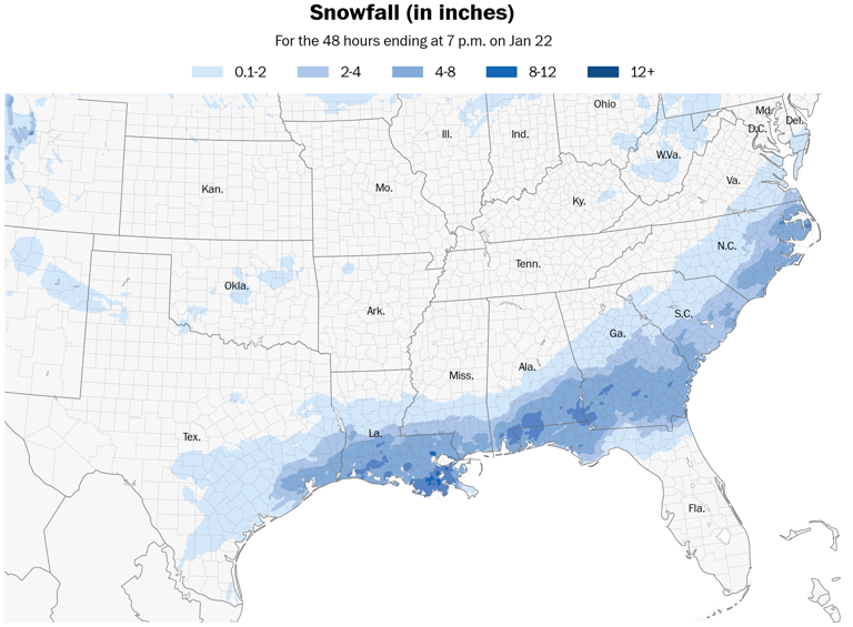 Which Southern cities had the most snow? Here are the biggest snow ...