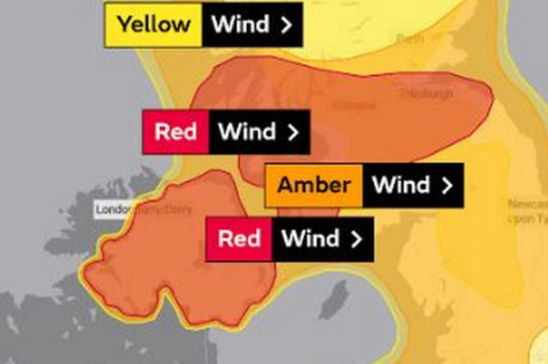 Met Office issues rare red 'danger to life' weather alert as UK set to ...
