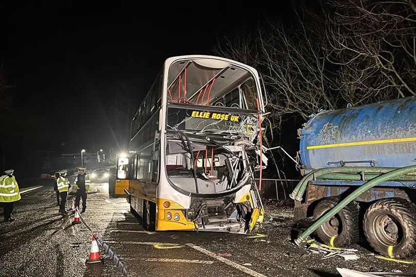 Yorkshire school bus carrying 40 kids smashed up after crash with tractor