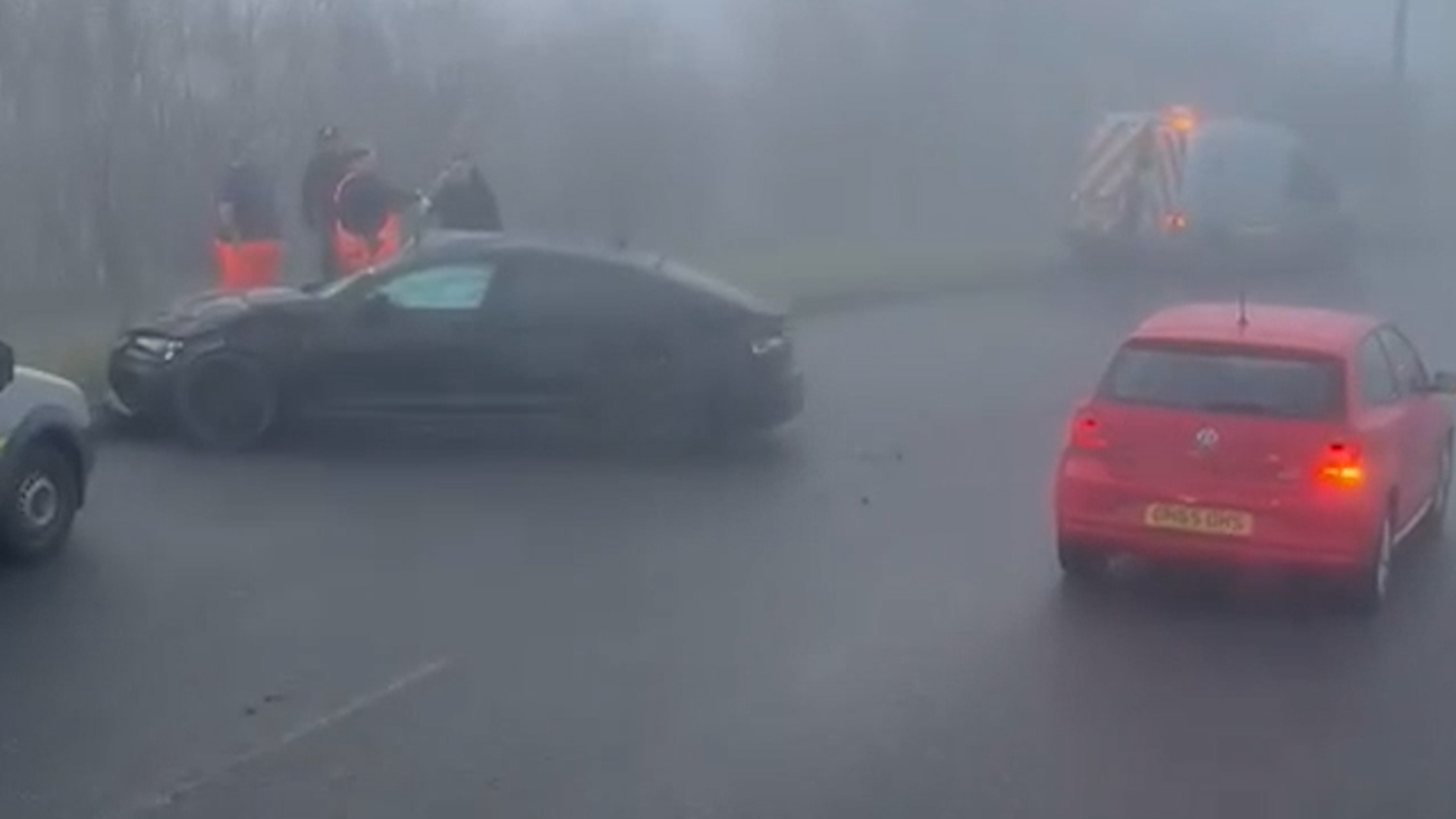 UK: Aftermath of Wrexham AFC James McClean's crash caught on dashcam