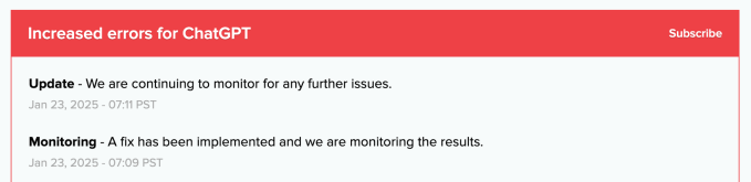 ChatGPT suffered a major outage this morning, but OpenAI says it’s back up ChatGPT suffered a major outage this morning, but OpenAI says it’s back up
