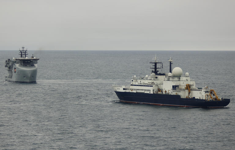 Map Shows NATO Ship Intercepting Russian Spy Vessel Approaching Coast