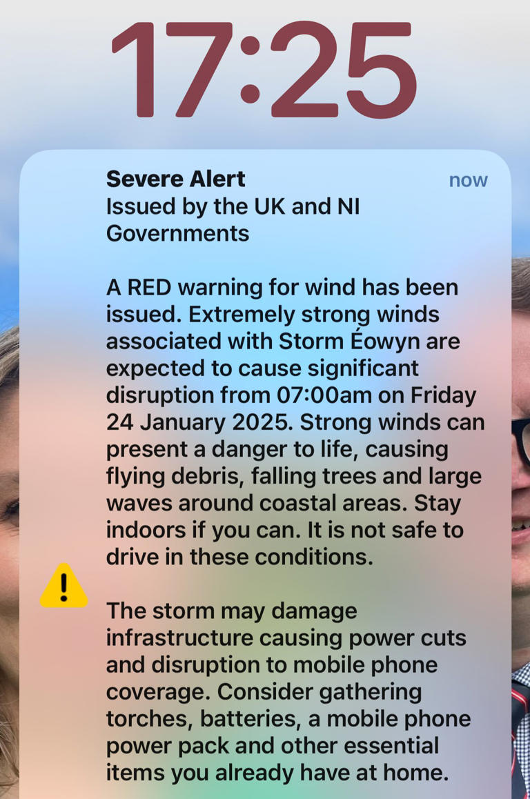 4,500,000 people sent emergency alert to their phones over Storm Eowyn