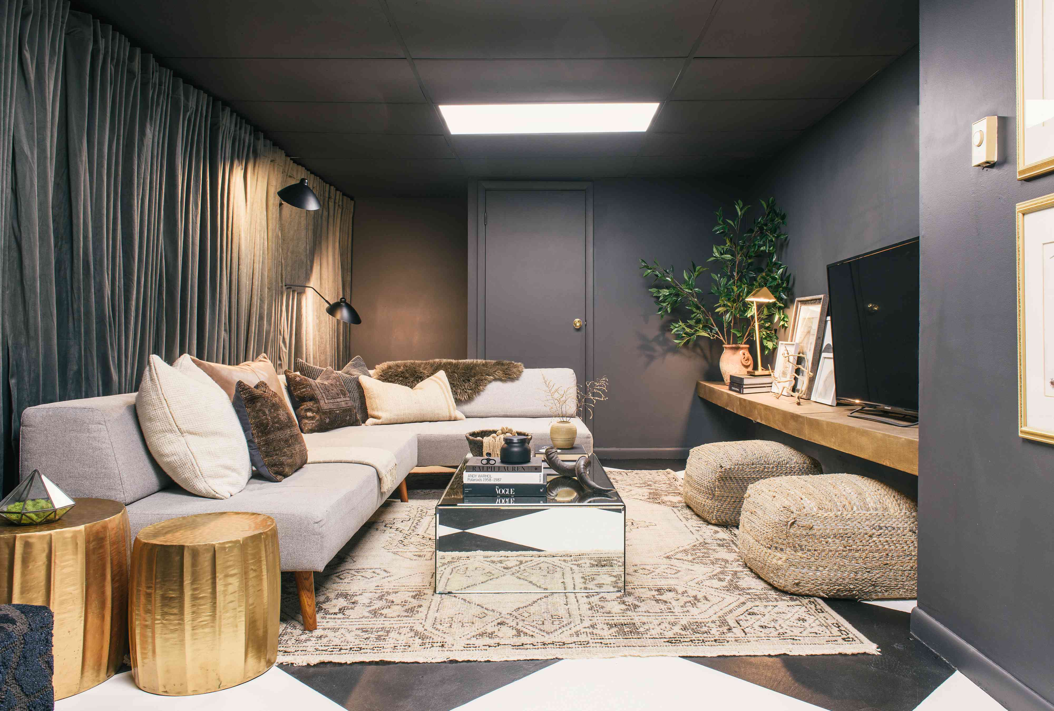 This Drab Basement Became a Moody Masterpiece for Just $1,000