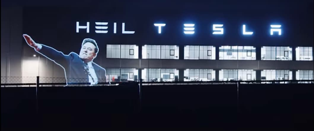 Allemagne: des activistes projettent le salut d'Elon Musk sur son usine ...