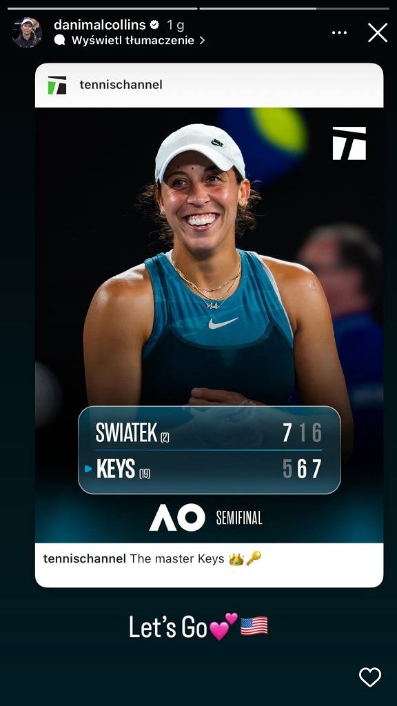 Tak Danielle Collins zareagowała na wynik meczu Igi Świątek. Dwa słowa