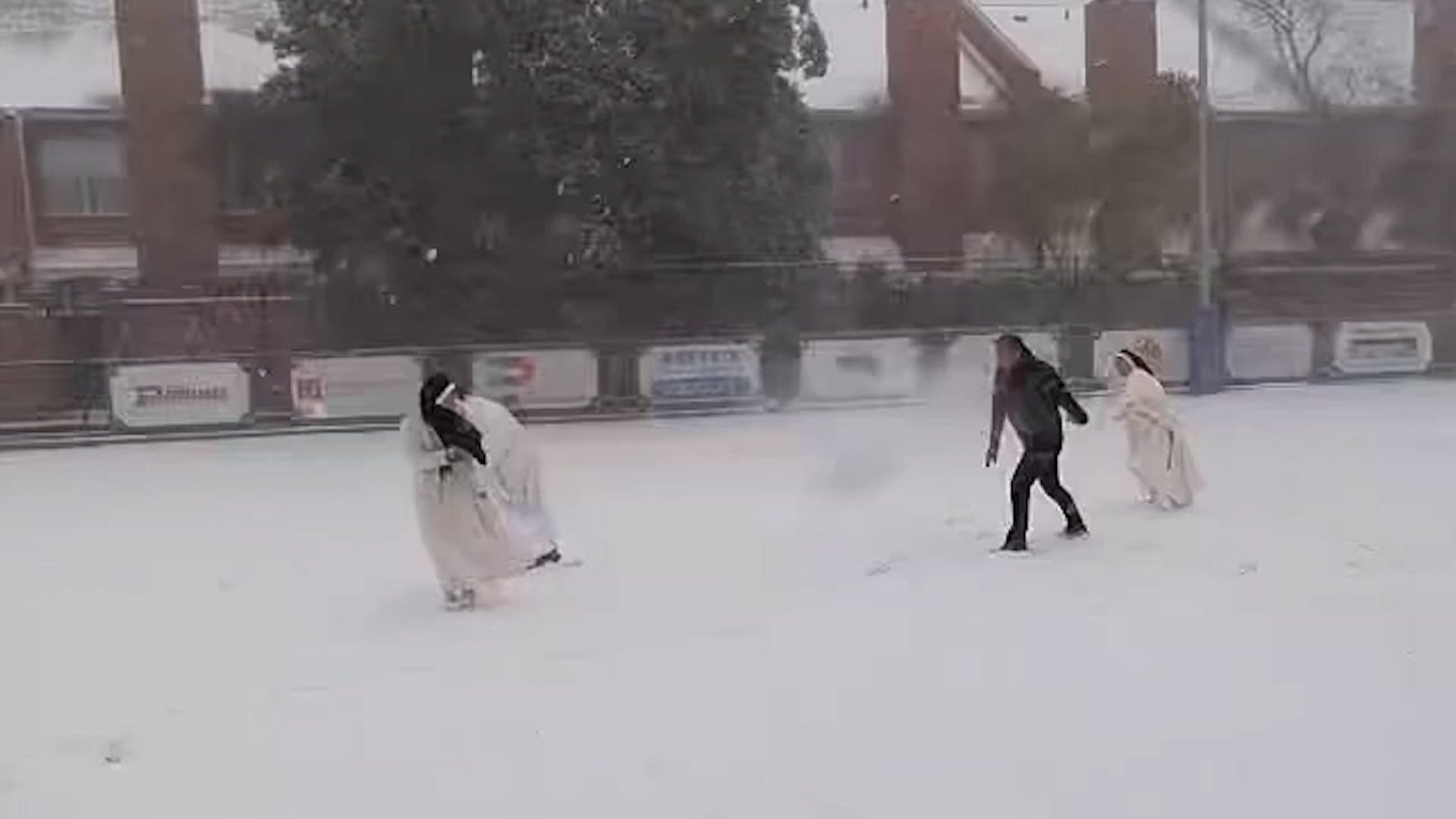 New Orleans nuns, priest have holy snowball fight