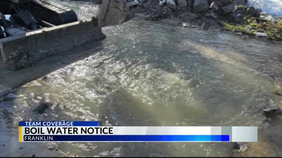 Franklin under boil notice after water line burst leading to low pressure.