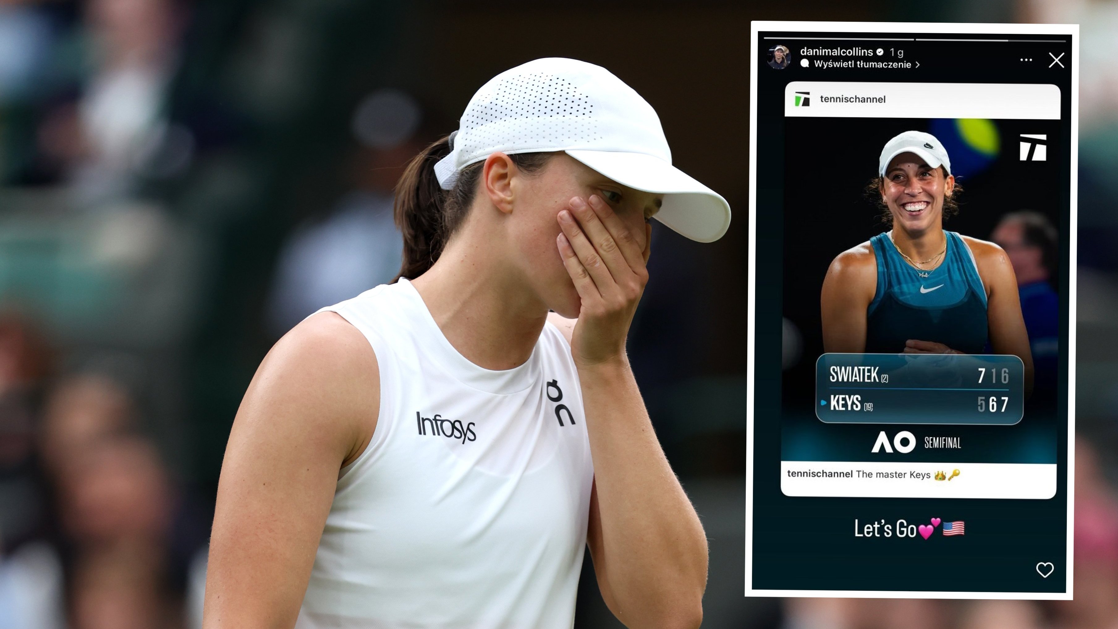 Tak Danielle Collins zareagowała na wynik meczu Igi Świątek. Dwa słowa