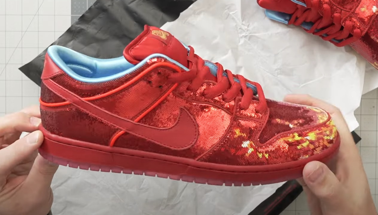Detailed Look at Super Rare Ruby Red Slipper Nike SB Dunk Collab