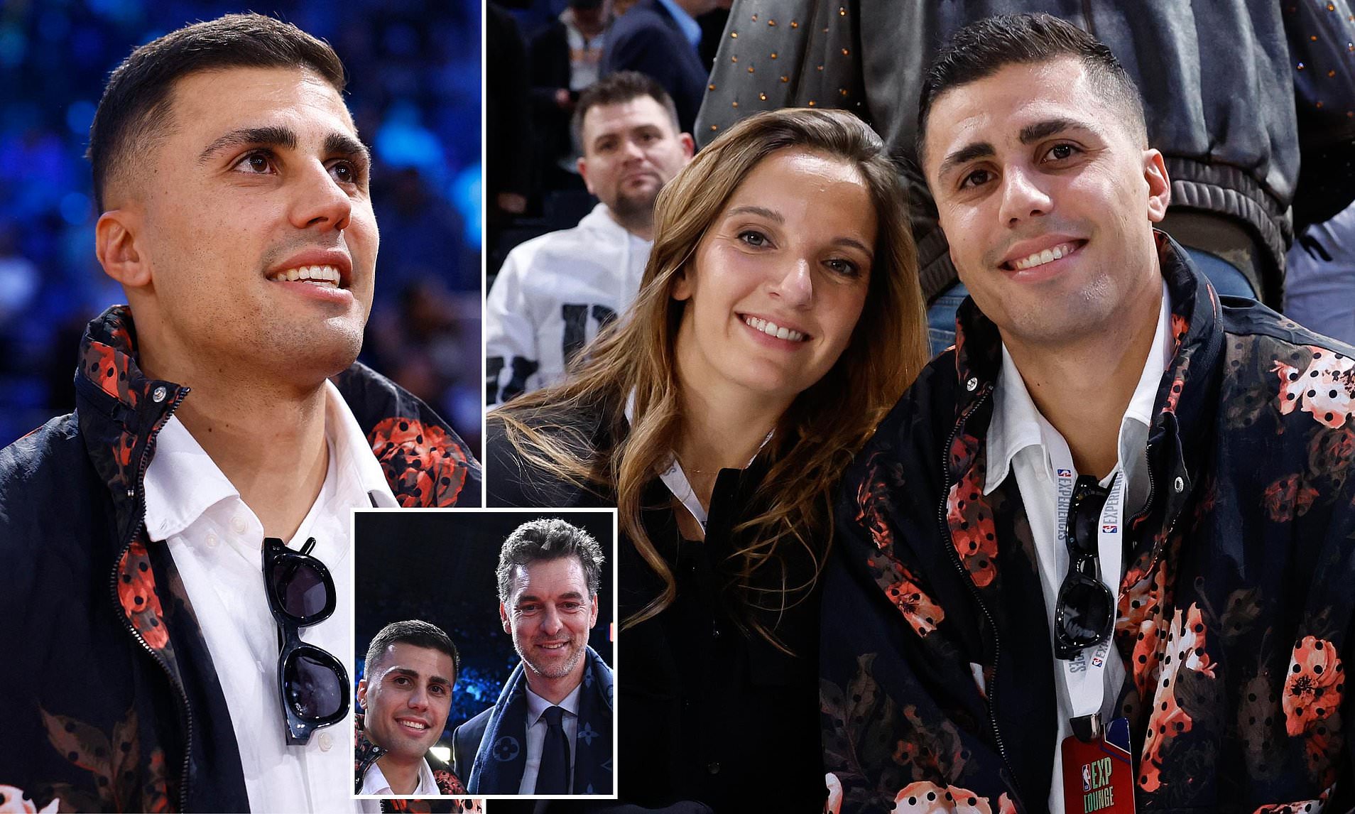 Man City star Rodri is joined by partner Laura Iglesias at Indiana ...