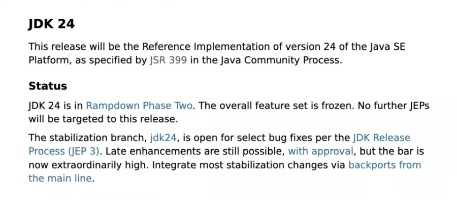 JDK 24进入Rampdown第二阶段，新版更新重点聚焦语言现代化与后量子安全