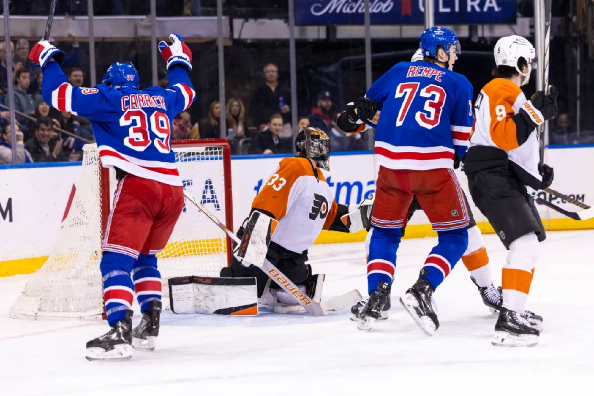 Red-hot Rangers throttle Flyers as point streak reaches 10 games