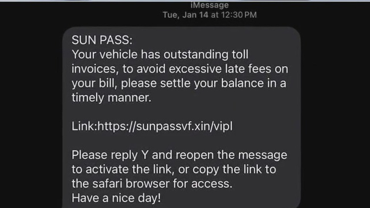 SunPass text message scam going around in Florida