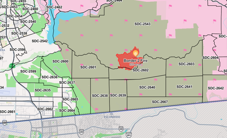 California Fire Map Update As Fig, Border 2, Hughes Blazes Rage