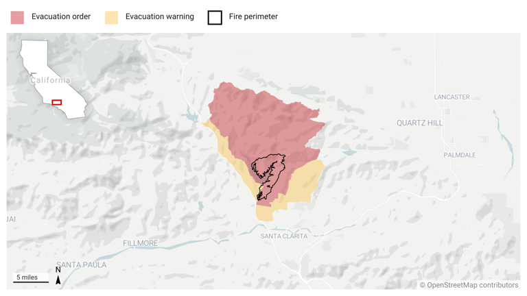 Hughes Fire evacuation and perimeter maps: New wildfire sparks in ...