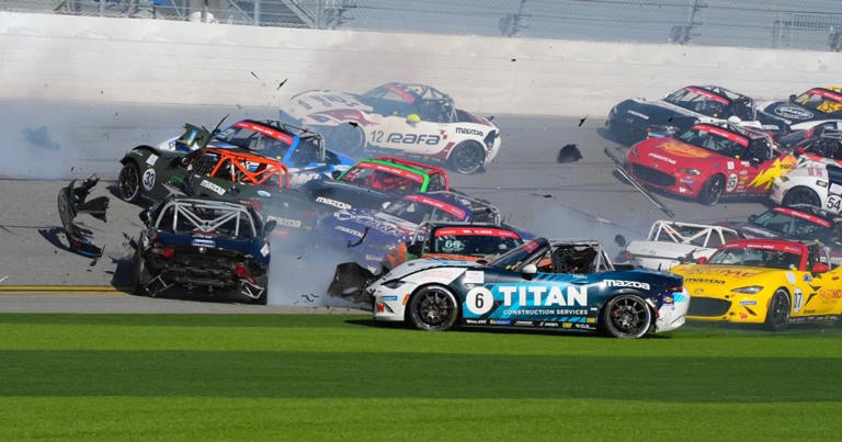 Massive wreck at Daytona takes out majority of field to start Mazda MX ...