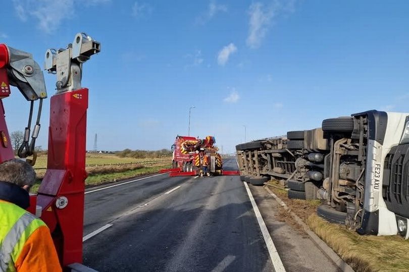 Amounderness Way closed after lorry 'blows over' in Storm Eowyn's ...