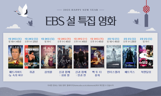 EBS 설 특집영화...'신과 함께','인터스텔라','매트릭스','취권' 등