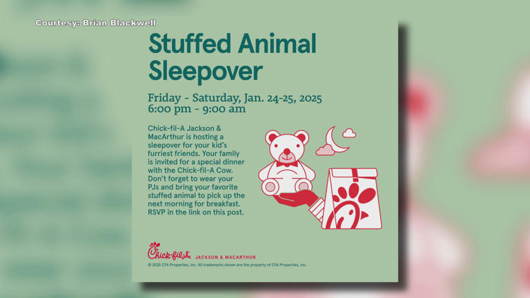 Chick-fil-A hosting a stuffed animal sleepover