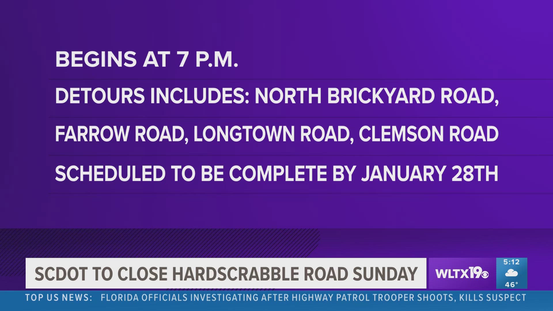 Temporary nighttime closure near Hardscrabble Road