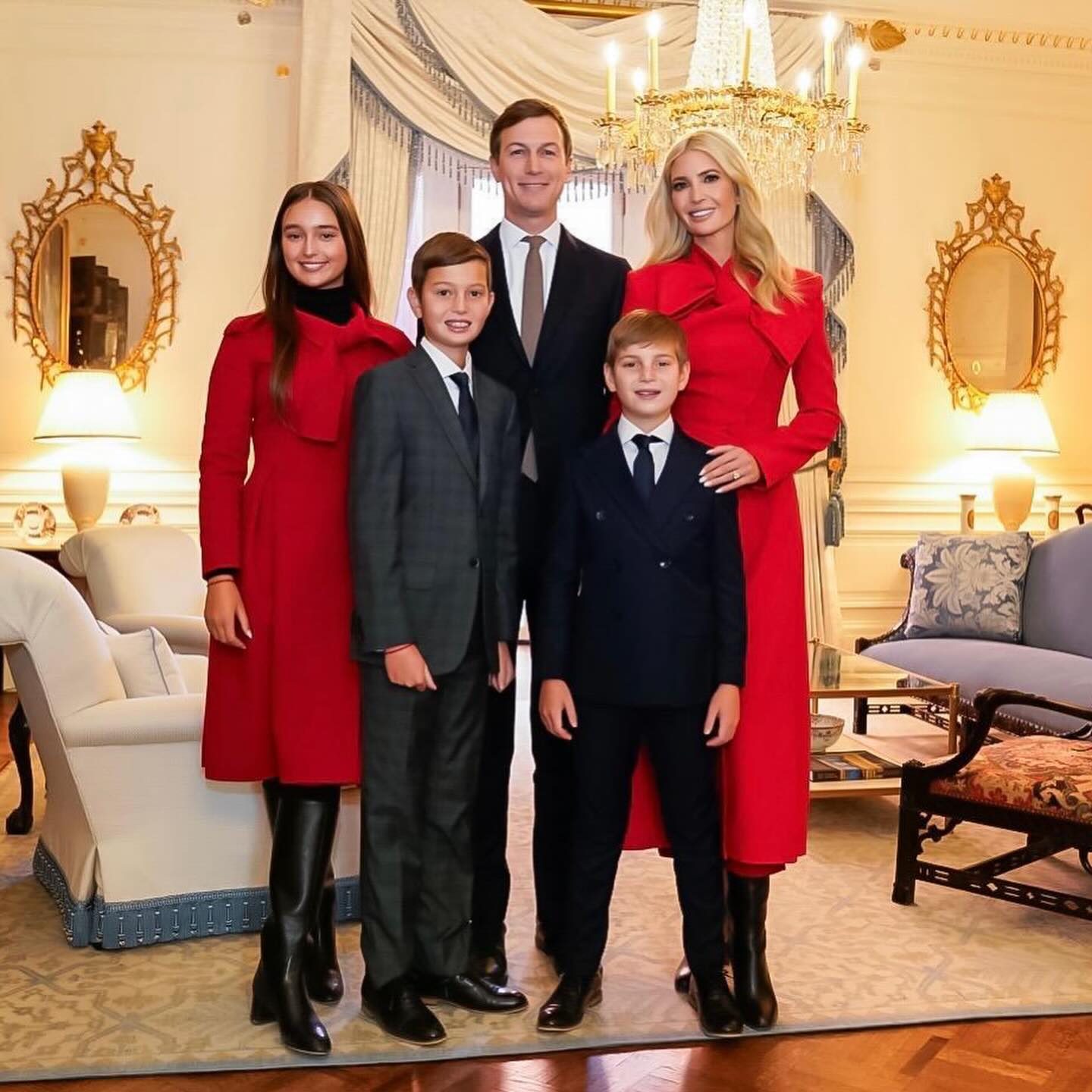 Ivanka Trump and daughter Arabella, 13, twin in red bow-trimmed coats