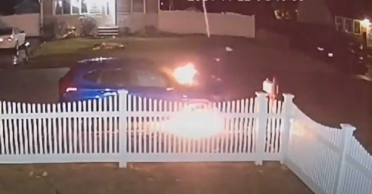 Video Captures Arsonist Setting Fire To Parked Car On Long Island
