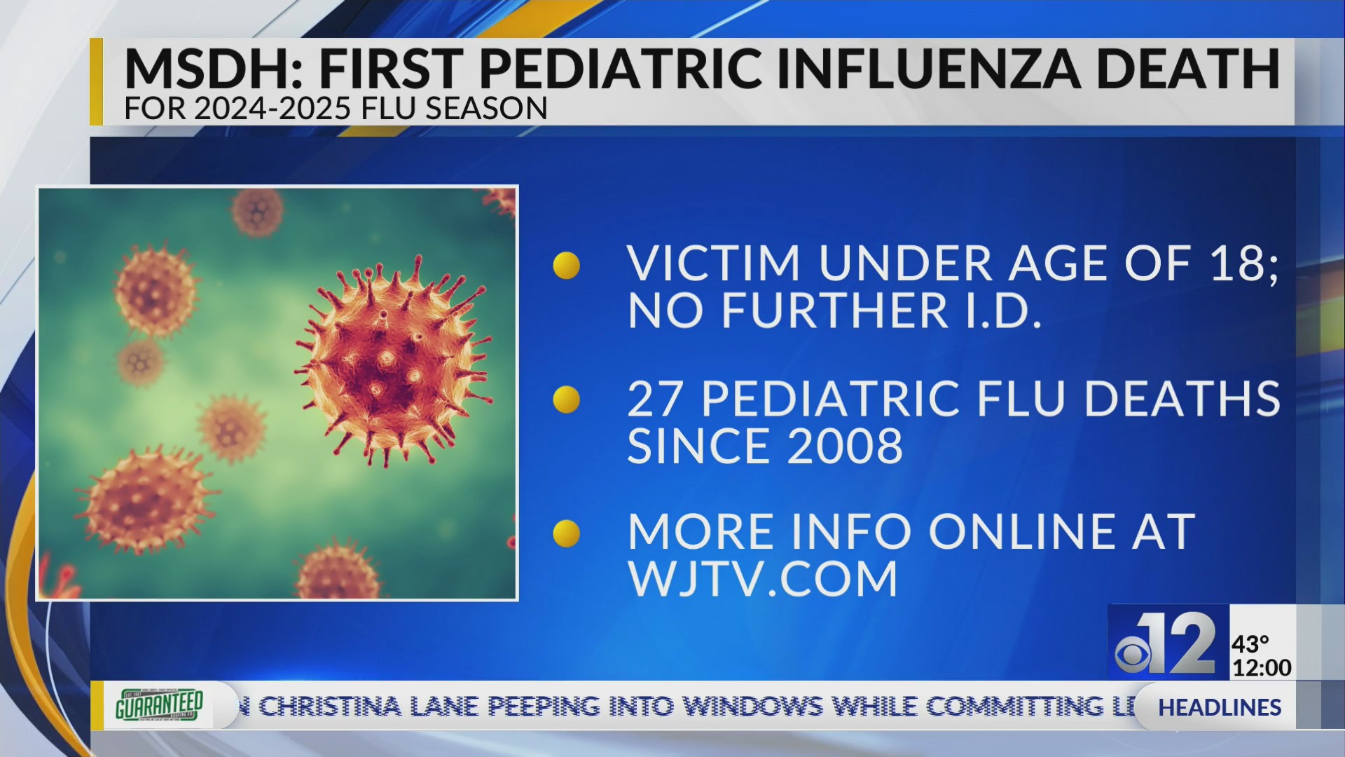 Mississippi reports first pediatric flu death of 2024-25 flu season
