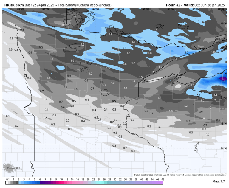Light snow could produce a couple inches in Minnesota next 24 hours