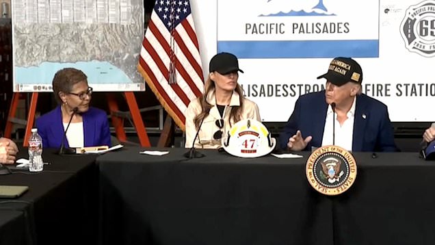 Trump and Karen Bass have heated exchanges over wildfire cleanup