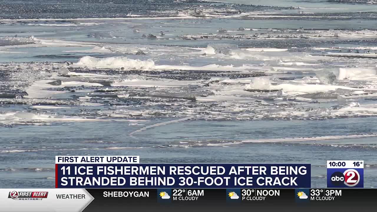 11 ice fishermen rescued after being stranded on the other side of 30 ...