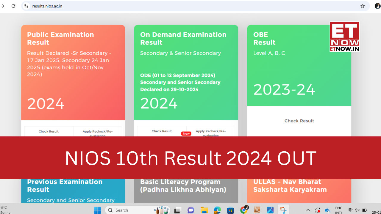 NIOS Result 2024 Class 10 OUT at results.nios.ac.in; How to download ...