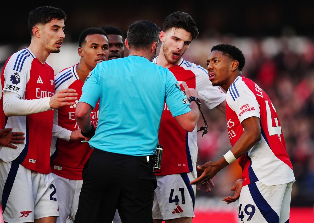 Arsenal learn FA punishment for Myles Lewis-Skelly red card protests at ...