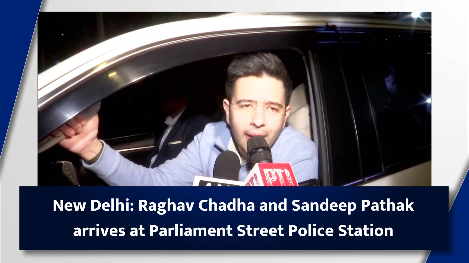 New Delhi: Raghav Chadha and Sandeep Pathak arrives at Parliament ...