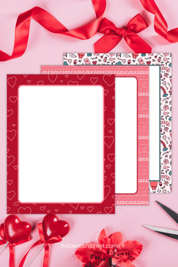 Free Valentines Day Page Border Printable: Five Designs
