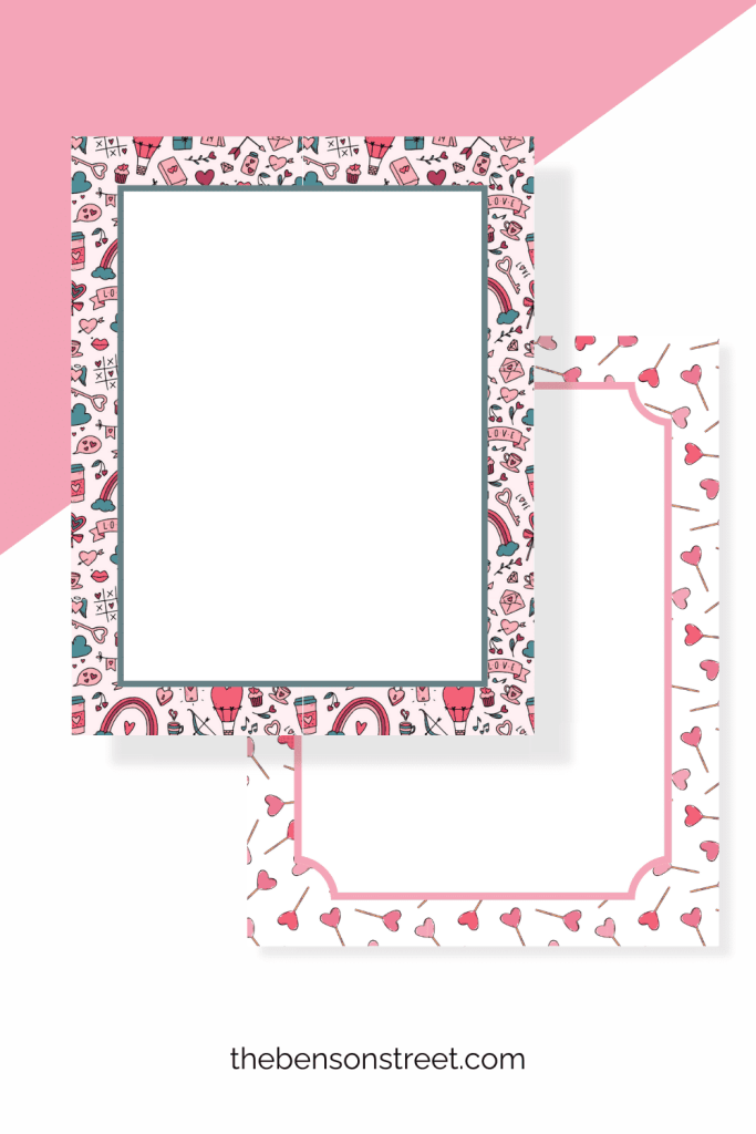Free Valentines Day Page Border Printable: Five Designs