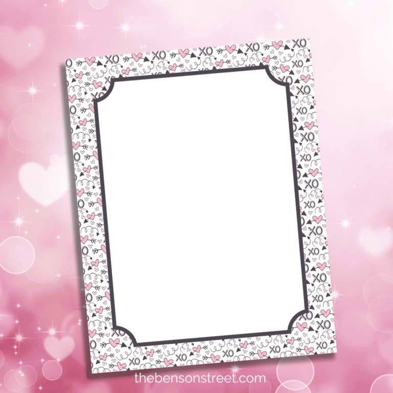 Free Valentines Day Page Border Printable: Five Designs