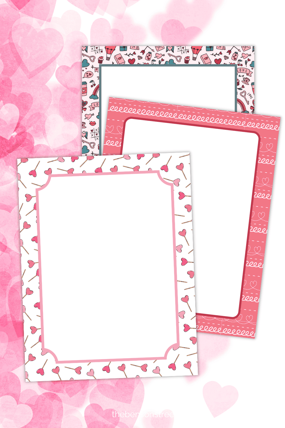 Free Valentines Day Page Border Printable: Five Designs