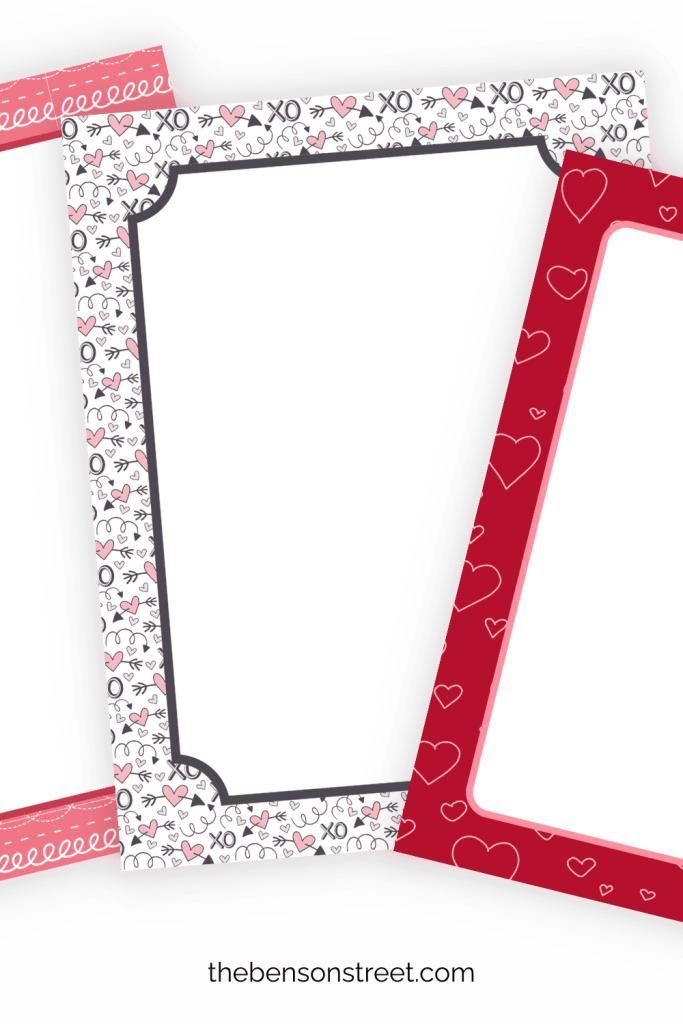 Free Valentines Day Page Border Printable: Five Designs