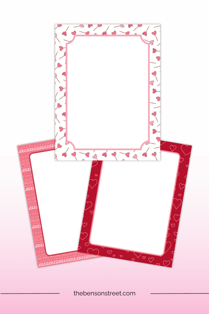 Free Valentines Day Page Border Printable: Five Designs