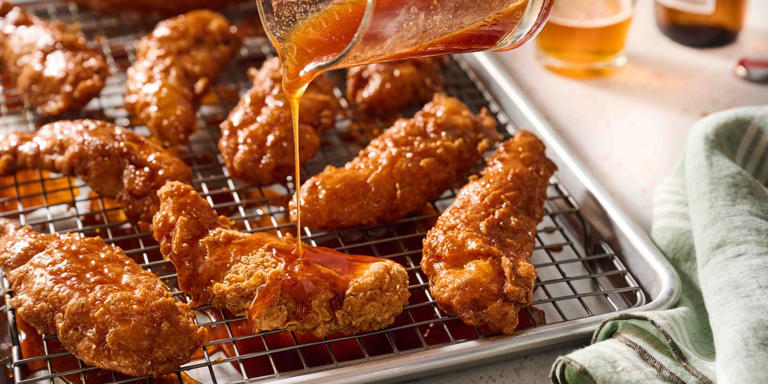Hot honey chicken tenders are extra crispy