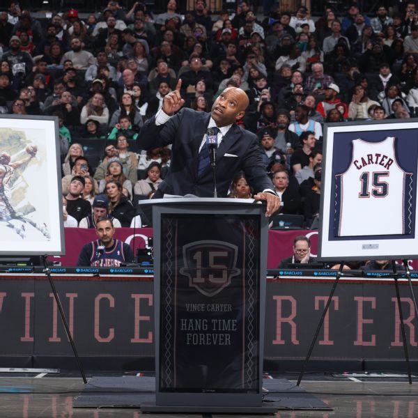 Nets retire Vince Carter's No. 15 jersey at Barclays Center