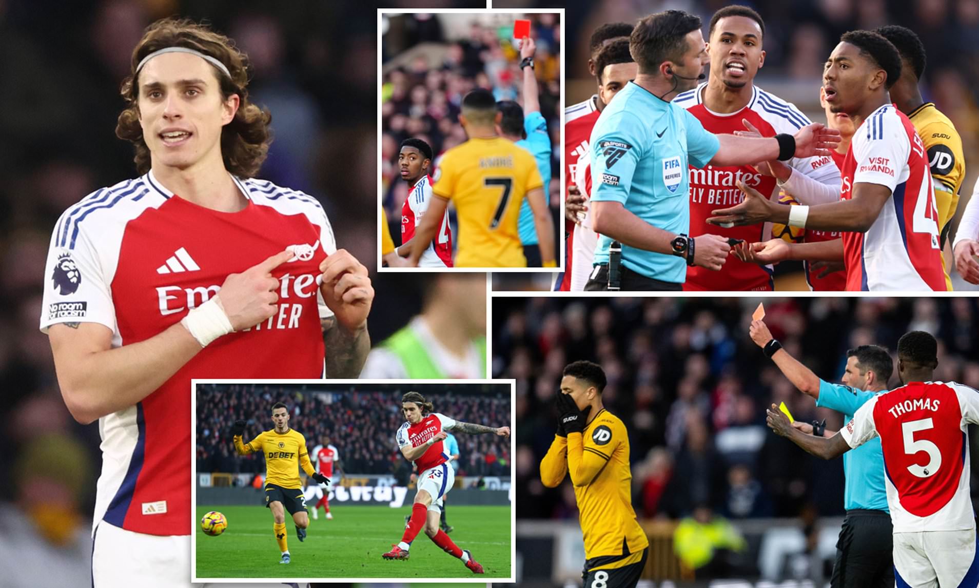 Wolves 0-1 Arsenal: Riccardo Calafiori gives 10-men Gunners dramatic ...