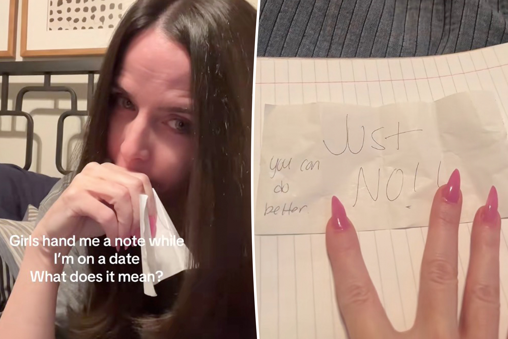 Stranger approaches woman on a date and delivers chilling six-word note: ‘What does it mean?’