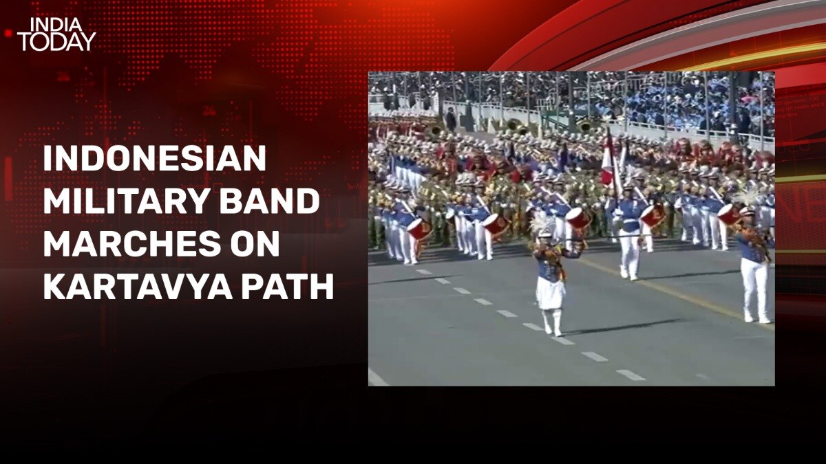 Watch: Indonesian military band marches on Kartavya Path at Republic ...