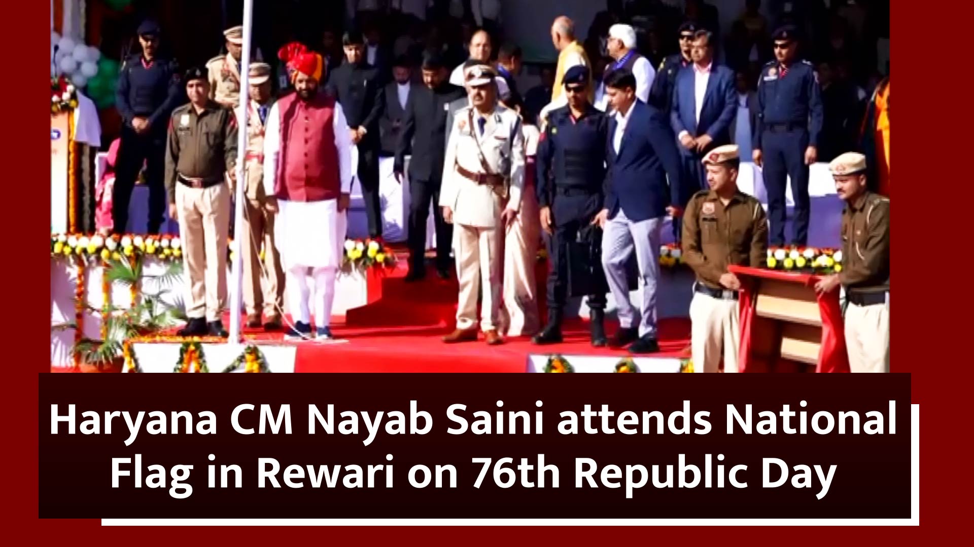 Haryana CM Nayab Saini attends National Flag in Rewari on 76th Republic Day