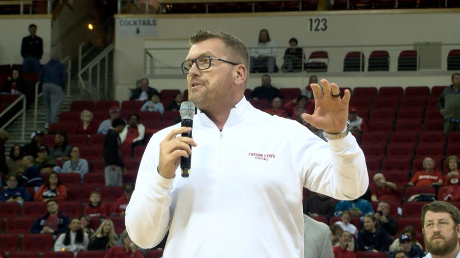 Fresno State football staff introduced at men’s basketball game