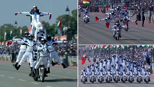Indian army performs bike stunts at country's Republic Day parade