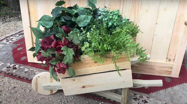 Upcycle Old Fence Pickets Into A Gorgeous DIY Wheelbarrow Planter